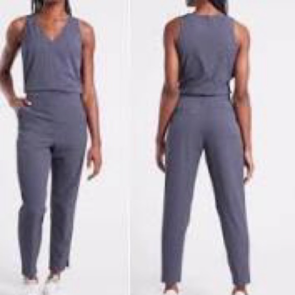 Athleta | Pants & Jumpsuits | Athleta Brooklyn Textured Jumpsuit Blue ...